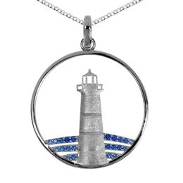 OSTSEE-SCHMUCK Kette mit Anhänger »Kette mit Anhänger Leuchtturm 30 mm« 42cm Schöner Silberanhänger - Leuchtturm, rhodiniert