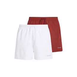 Calvin Klein Swimwear Badeshorts Packung, 2er-Pack, 2 Stk. tlg. mit Logo White/Ruby Wine XL (54) - N-Gr N-Gr XL (54) 2er-Pack Badeshorts von CALVIN...