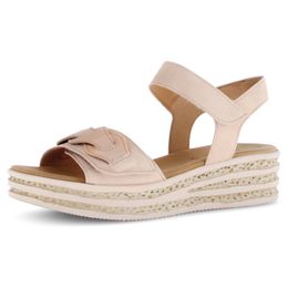 Gabor Keilsandalette, Sommerschuh, Riemchensandale mit praktischen Klettverschl&uuml;ssen ros&eacute; 36 36 Keilsandalette mit dekorativer Blattgestaltung