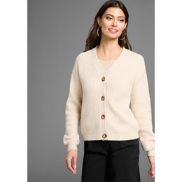 Laura Scott Strickjacke Grobstrick - in modischer Kurzform beige-melange 32/34 32/34 Femininer Strickjacke von Laura Scott