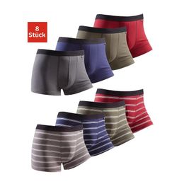 Buffalo Boxer »Boxershorts für Herren« Packung, 8 Stk. tlg., mit kontrastfarbigem Webbund gestreift-olivgrün, blau, bordeaux, grau S S Buffalo...