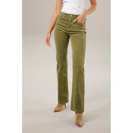 Aniston CASUAL Cordhose in trendiger Bootcut-Form moosgrün 42 - N-Gr N-Gr 42 Damenhose im 5-Pocket-Style