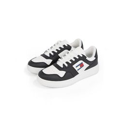 Tommy Jeans Plateausneaker »TJW RETRO BASKET ESS«, Freizeitschuh, Halbschuh, Schnürschuh mit seitlicher Logoflagge schwarz-weiß 41 41 Cooler...