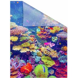LICHTBLICK ORIGINAL Fensterfolie &raquo;Aquarium&laquo; 1 Stk. blickdicht strukturiert Klebepunkte selbstklebend, Sichtschutz bunt PVC
