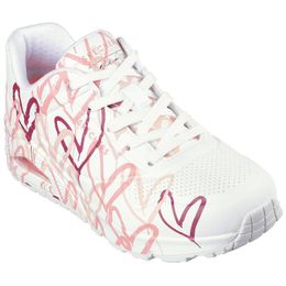 Skechers Wedgesneaker »UNO-SPREAD THE LOVE« Freizeitschuh, Halbschuh, Schnürschuh mit coolem Graffiti-Print weiß-rosa 37 37 Mit farbenfrohen...