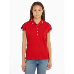 Tommy Hilfiger Poloshirt »REG STRIPE SLV POLO CAP SLEEVE« mit kontrastfarbenen Einsätzen Fierce Red XXL (44) XXL (44) Poloshirt von Tommy Hilfiger