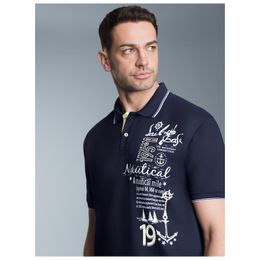 TRIGEMA Poloshirt »Poloshirt mit maritimem Printmotiv« 1 Stk. tlg. navy L L DELUXE-Piqué-Qualität