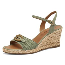 Tamaris Keilsandalette, Sommerschuh, Riemchensandale mit T-Schmuckelement mintgr&uuml;n 41 41 Sandalette mit verstellbarem Fersenriemchen
