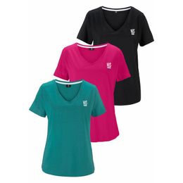 H.I.S. H.I.S T-Shirt »Essential-Basics« Spar-Set, 3er-Pack, figurumspielender Schnitt, aus Baumwolle schwarz, pink, türkis 40/42 40/42 V-Ausschnitt und...