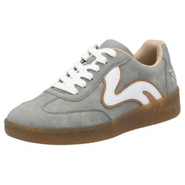 RIEKER SPORT Plateausneaker, Freizeitschuh, Halbschuh, Schnürschuh in veganer Verarbeitung grau-creme 41 41 Basket-Sneaker mit gepolstertem Schaftrand