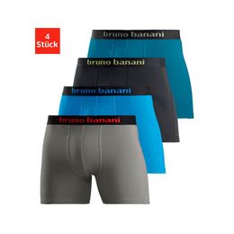 Bruno Banani Boxer »Boxershorts für Herren« Packung, 4 Stk. tlg., mit längerem Bein und auffälligen Logobund grau, türkis, schwarz, petrol S S...