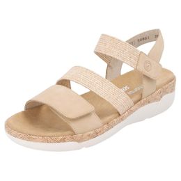 Remonte Keilsandalette, Riemchensandale, Bequemschuh, Sommerschuh mit Soft-Fu&szlig;bett natur 38 38 Sandale mit elastischem Klettriemchen &uuml;ber dem Rist