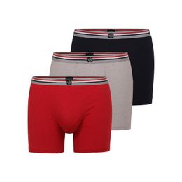Bugatti Boxershorts »Prag« 3er Pack, 3 tlg., bequem, atmungsaktiv, Baumwollmix, mit Logo, eng, lang rot-dunkel-multicolor1 8 (XXL) - 3 3 8 (XXL)...