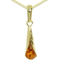 OSTSEE-SCHMUCK Kette mit Anhänger »Kette mit Anhänger Blütenkelch« 42cm Aussergewöhnlicher Bernsteinanhänger aus 333/000er Gold