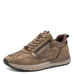 Tamaris Plateausneaker, Freizeitschuh, Halbschuh, Schnürschuh in veganer Verarbeitung beige-roségoldfarben 37 37 Trendiger Sneaker mit funkelnden...