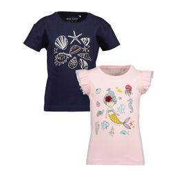 Blue Seven T-Shirt Packung, 2 Stk. tlg. mit maritimen Frontmotiven mit Glitzerdetails ROSE + ULTRAMARIN 122 122 Süßes Shirt von Blue Seven...