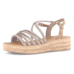 Gabor Keilsandalette, Plateau, Sommerschuh, Riemchensandale mit Best Fitting-Ausstattung goldfarben-hellbraun 36 36 Sandalette mit kleinen...