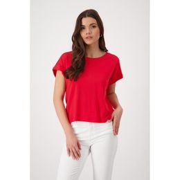 monari Rundhalsshirt &raquo;Shirt Basic Pima uni&laquo; mit &Auml;rmelaufschlag red 38 38 Sch&ouml;nes Basic Shirt von monari