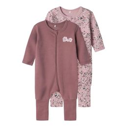 name it Schlafanzug »NBFNIGHTSUIT 2P ZIP FF GRAPE FLOWER NOOS« Packung, 2 Stk. tlg. Grape Shake 104 104 Schlafanzug von name it für Mädchen