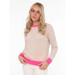 Zwillingsherz Kaschmirpullover &raquo;Roundneck with "Colored Edges"&laquo; Rundhalsausschnitt, Langarm, Neon-Details, Cashmere Hellbeige L L...