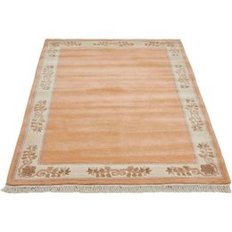LUXOR living Wollteppich »Adour« rechteckig 18 mm Höhe reine Wolle, handgeknüpft, mit Bordüre und Fransen, Wohnzimmer apricot Obermaterial: 100%...