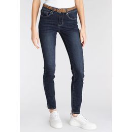 DELMAO Slim-fit-Jeans Set, mit Gürtel, 2 Stk. tlg. schmale Beinform, normale Leibhöhe, knöchellang dark blue us 40 - N-Gr N-Gr 40 Slim-fit-Jeans...