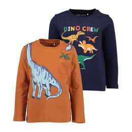 Blue Seven Langarmshirt »Jungen Langarmshirts« 2 Stk. tlg. M01 - KUPFER + NACHTBLAU 128 128 Cooler Dino Doppelpack Langarmshirts für Jungen