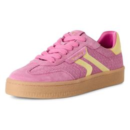Tamaris Plateausneaker, Freizeitschuh, Halbschuh, Schnürschuh mit gepolstertem Schaftrand pink kombiniert 40 40 Trendiger Schnürer mit Kontrastbesatz