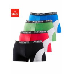 AUTHENTIC UNDERWEAR Boxer »Boxershorts für Herren« Packung, 4 Stk. tlg., mit kontrastfarbenen Einsatz schwarz, rot, grün, blau 3 (XS) 3 (XS)...