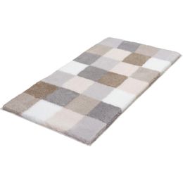 Kleine Wolke Badematte &raquo;Caro&laquo; H&ouml;he 25 mm rutschhemmend beschichtet fu&szlig;bodenheizungsgeeignet Badteppich, modernes Karo-Muster, Pastell-Farben, waschbar beige 
