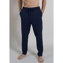 Bugatti Pyjamahose locker, lässig, mit Seitentaschen, bequem, weich, wärmend, Baumwollmix blau-dunkel-uni 50 - N-Gr N-Gr 50 Pyjama Hose von Bugatti