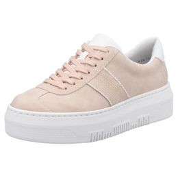 Rieker Plateausneaker, Schnürschuh, Halbschuh, Freizeitschuh mit gepolstertem Schaftrand rosé-weiß 41 41 Sneaker mit trendiger Plateausohle