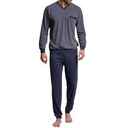 Götzburg GÖTZBURG Pyjama »Manhattan« 2 Stk. tlg., Langarm, V-Ausschnitt, lange Hose, V-Ausschnitt, Baumwolle navy 54 (XL) 54 (XL) Herren-Schlafanzug von...