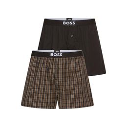 BOSS Pyjamashorts »2P Boxer Shorts EW« mit Logobund Black 002 M - N-Gr N-Gr M Gemusterte und unifarbene BOSS Pyjama-Shorts