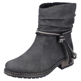 Rieker Damen Winterstiefelette mit Zierb&auml;nder am slouchy Schaft grau 37