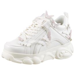 Buffalo Plateausneaker, Chunky Sneaker, Schnürschuh, Halbschuh in coolem Design perlweiß rose - Schmetterling 42 42 Angesagter Buffalo-Sneaker -...