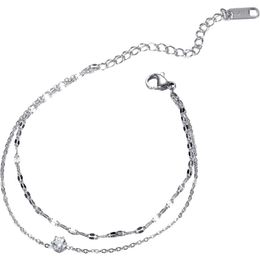 Firetti Edelstahlkette »Schmuck Geschenk Armband Kette Fußkette Bauchkette 2-reihig Fancy« mit Zirkonia (synth.), in verschiedenen Längen...