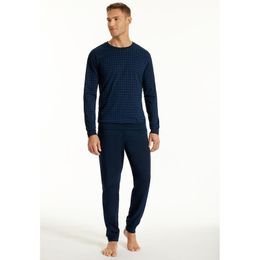 uncover by Schiesser Schlafanzug »Uncover Nightwear« 2 Stk. tlg., Langarm, Rundhals-Ausschnitt, Single Jersey-Qualität, weich 804-Blau 48 48 Herren...