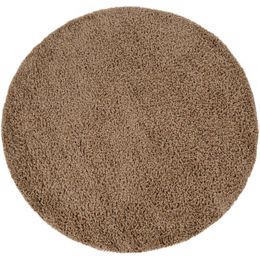 Paco Home Hochflor-Teppich &raquo;Sky 250&laquo; rund 34 mm H&ouml;he gewebt, Uni Farben, intensive Farbbrillanz, Kundenliebling beige Obermaterial: 100%...
