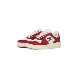 Tommy Jeans Plateausneaker »TJW RETRO BASKET ESS«, Freizeitschuh, Halbschuh, Schnürschuh mit seitlicher Logoflagge rot-weiß 38 38 Cooler...