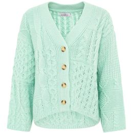 Zwillingsherz Cardigan »"Zopfstrick"« Langarm, Wollanteil, Zopf-Muster, Knöpfe, V-Ausschnitt Mint L/XL L/XL Damen-Strickjacke von Zwillingsherz