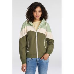 Ragwear Funktionsjacke »NUGGIE OMBRE O« mit Kapuze Übergangsjacke aus wasserabweisendem Material OLIVE COLORBLOCK XS XS Vegan, von PETA...