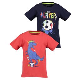 Blue Seven T-Shirt »Jungen T-Shirts« 2 Stk. tlg. M01 - HL ROT+NACHTBLAU 110 110 Cooler 2er-Pack T-Shirts für Fußball Fans