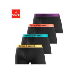 Bruno Banani Boxer »Boxershorts für Herren« Packung, 4 Stk. tlg., mit farbigen Marken-Schriftzug am Bündchen schwarz-orange, schwarz-türkis,...