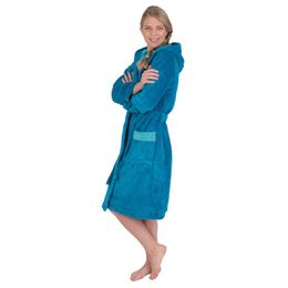 WEWO-Fashion WEWO FASHION Damenbademantel »4110« 1 Stk. tlg., innen Naturfaser, außen kuschelig caribbeanblue S Länge: 110 cm weich