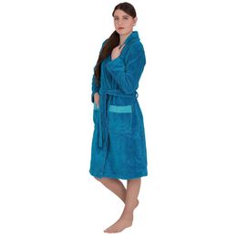 WEWO-Fashion WEWO FASHION Damenbademantel »4111« 1 Stk. tlg., innen Naturfaser, außen kuschelig caribbeanblue S Länge: 115 cm weich