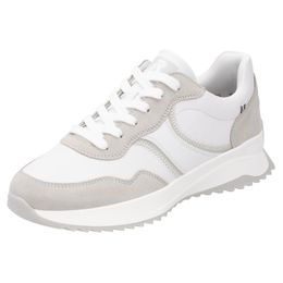 RIEKER SPORT Keilsneaker, Schnürschuh, Halbschuh, Freizeitschuh mit Kontrastdetails weiß-hellgrau 38 38 Sneaker mit geriffelter Laufsohle