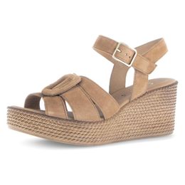 Gabor Keilsandalette, Plateau, Sommerschuh, Riemchensandale mit Best Fitting Ausstattung hellbraun 35 35 Sandalette mit modischer Zierschnalle