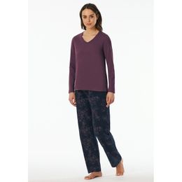 uncover by Schiesser Schlafanzug »Uncover Nightwear« 2 Stk. tlg., Baumwolle, Singel Jersey-Qualität, langärmelig, atmungsaktiv, bequem 823-Blau 50...