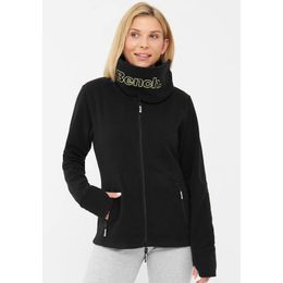 Bench. Damen Fleecejacke &raquo;FUNNEL&laquo; 1 Stk. tlg. ohne Kapuze mit Glitzerstickerei schwarz 40